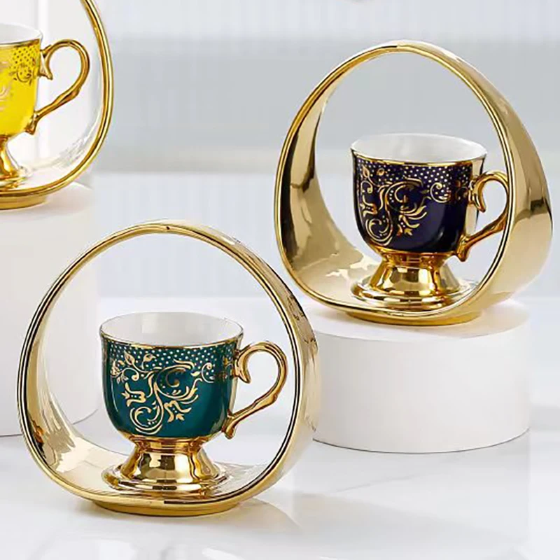 Electroplated Gold Creative Cup Saucer Ceramic Goblet Vintage Royal ...