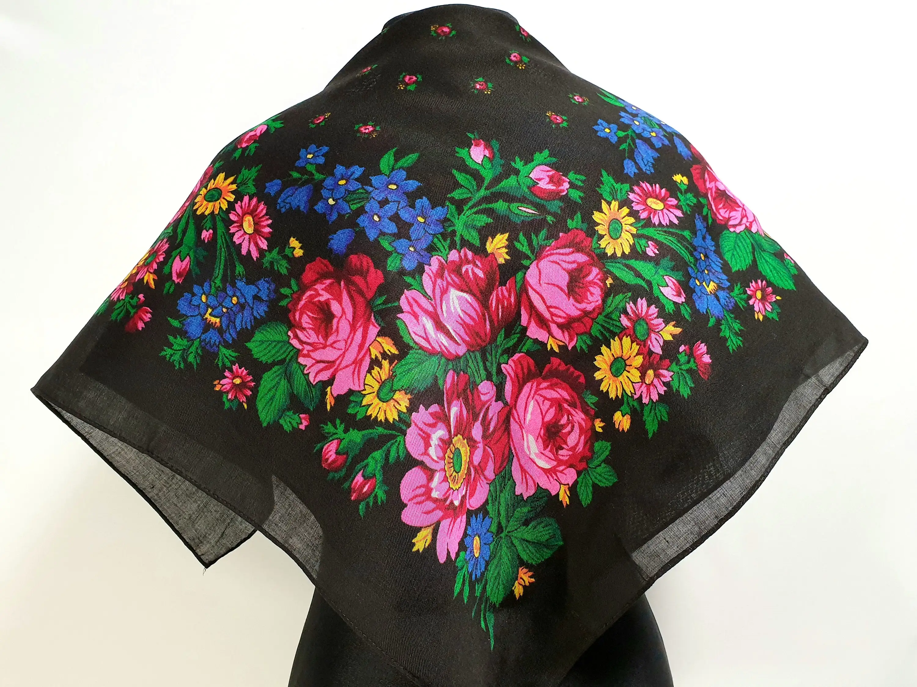 Custom Autumn Cashmere Shawl with Slavic Floral Design | Direct ...