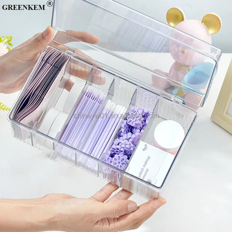 5 Grids Transparent Storage Box Acrylic For Nail Decoration Rhinestone ...