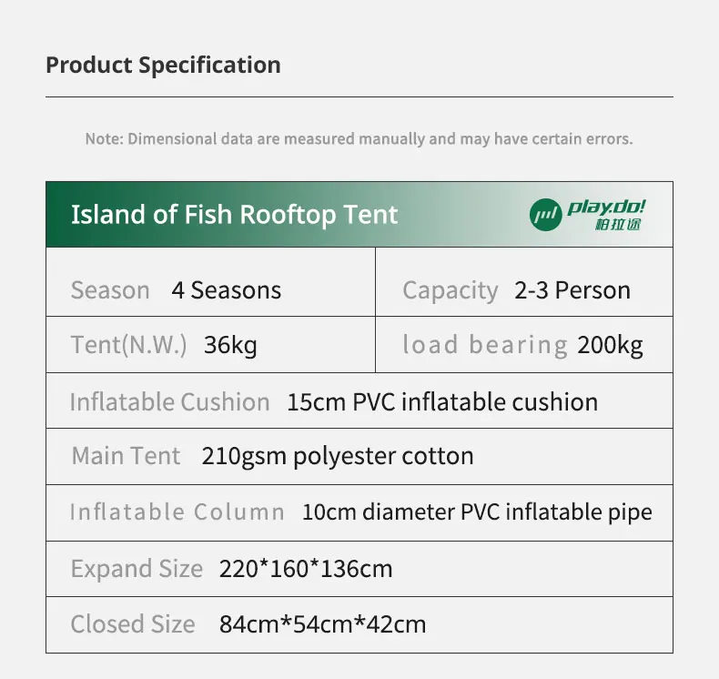 OEM Logo Inflatable Roof Top Tent - Waterproof & Spacious
