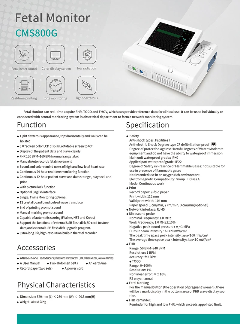 Contec Cms 800g Fetal Monitor Ultrasound Devices - Buy Cms 800g Fetal ...