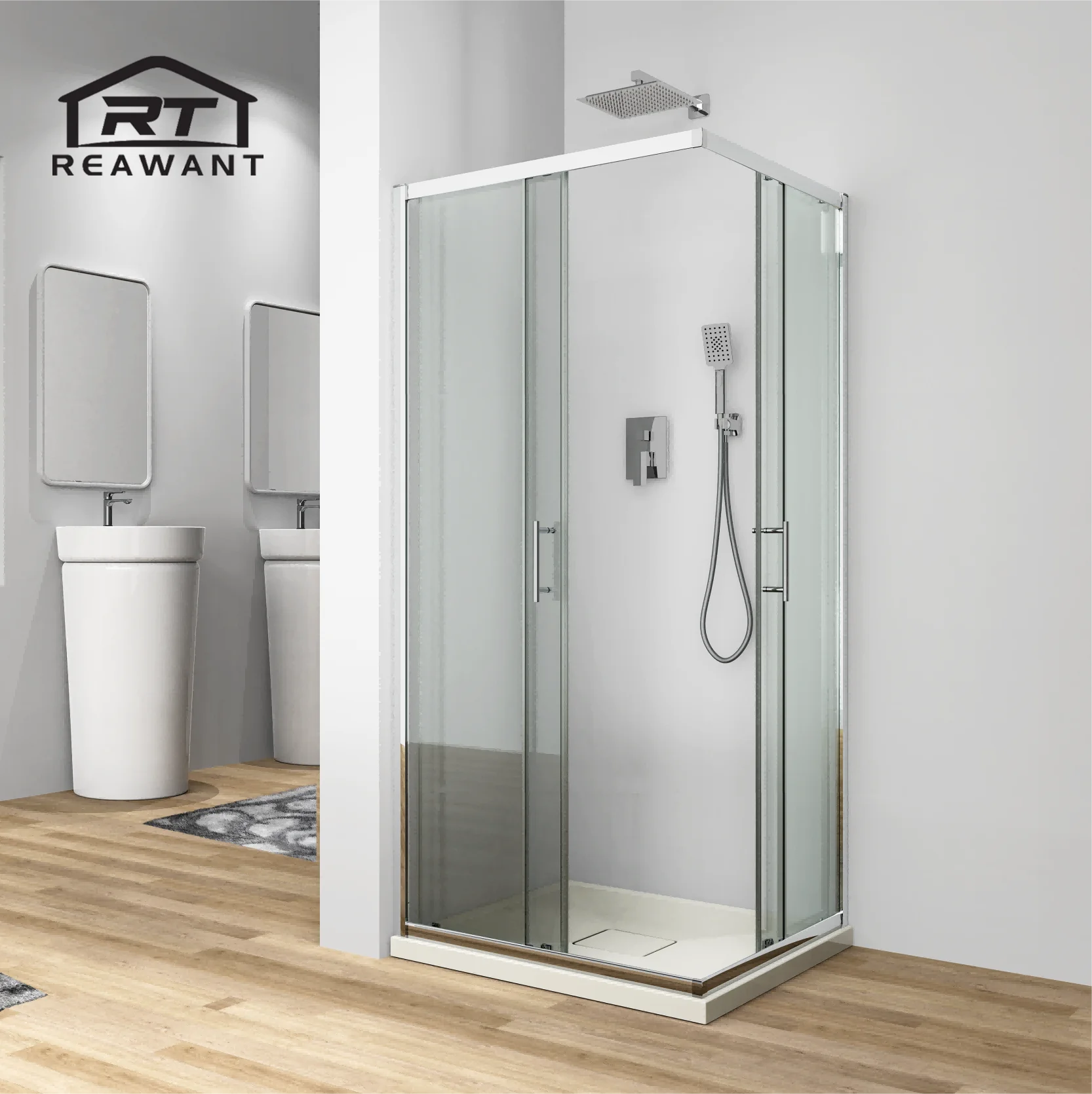 Modern Hotel Shower Rooms & Accessories Bath Room Reflective Glass ...