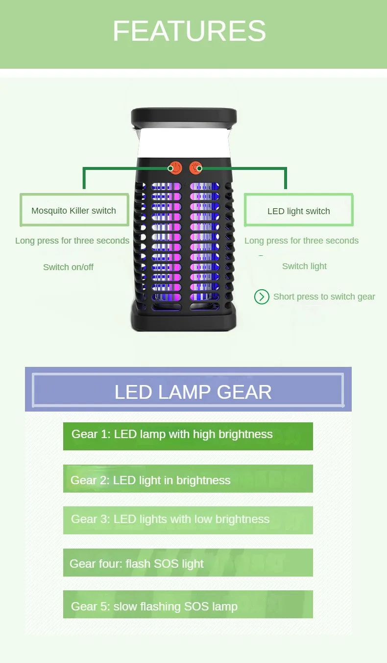 Multi Function Both Outdoor Indoor Insect Killer Uv Led Electric Shock ...