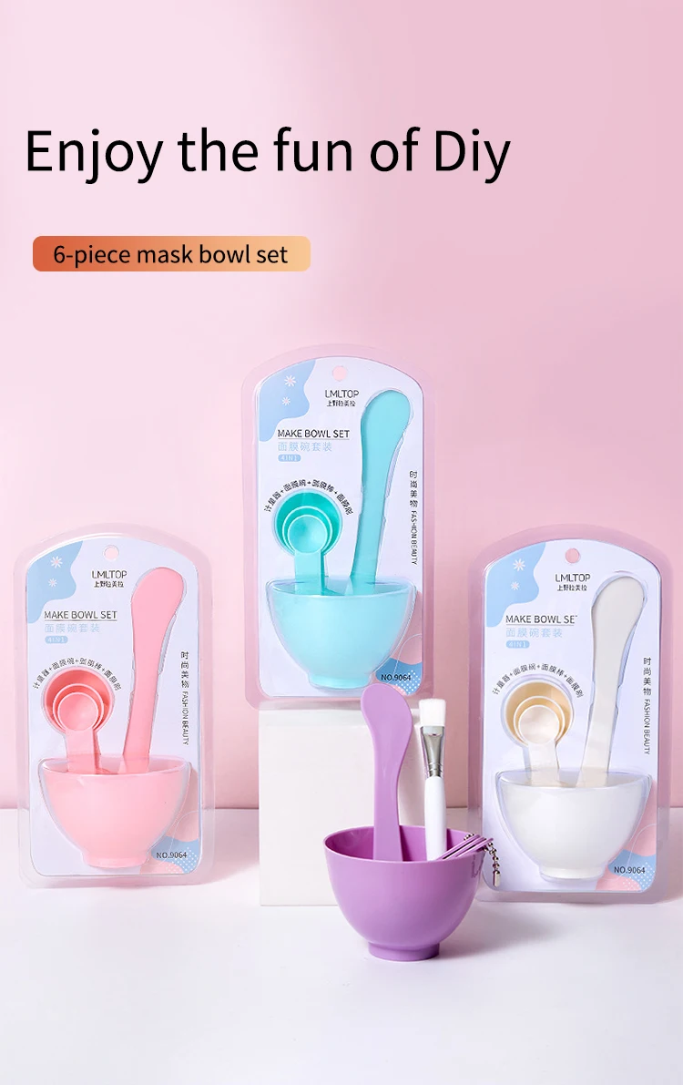 LMLTOP 6 in 1 Plastic DIY Face Mask Mixing Bowl Set with Spatula Spoon ...