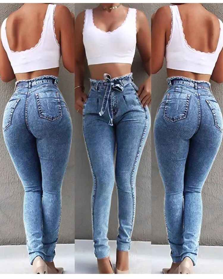 New Fashionable High Waist Slim Summer Lady Straight Pants Comfortable ...
