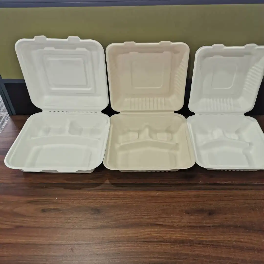 Fast Food Packaging 3 Compartment Disposable Biodegradable Fried ...