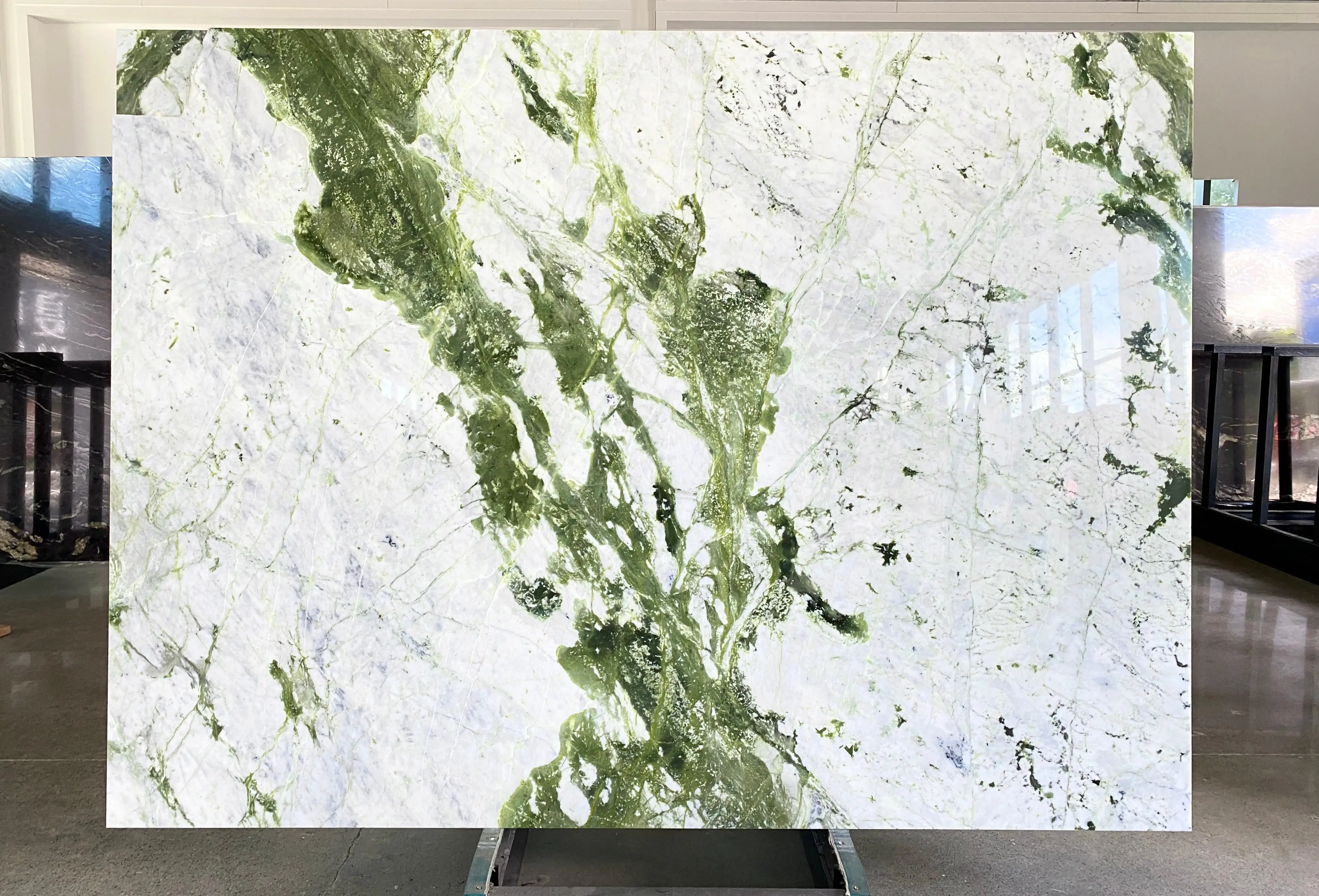Clivia Calcite Marble with Green Vein Big Slab-Durable Waterproof ...