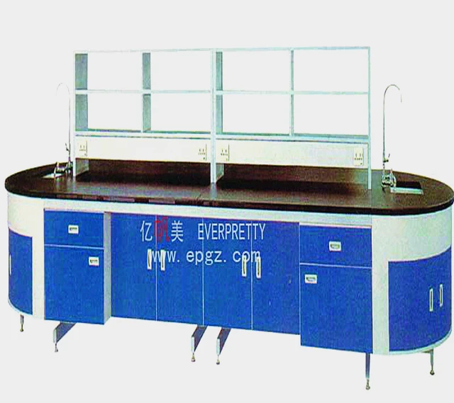 Modern School Furniture Wooden Laboratory Table With Reagent Shelf ...