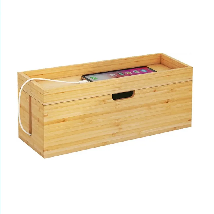 Freestanding Design Bamboo Cable Management Box Bamboo Cable Management ...