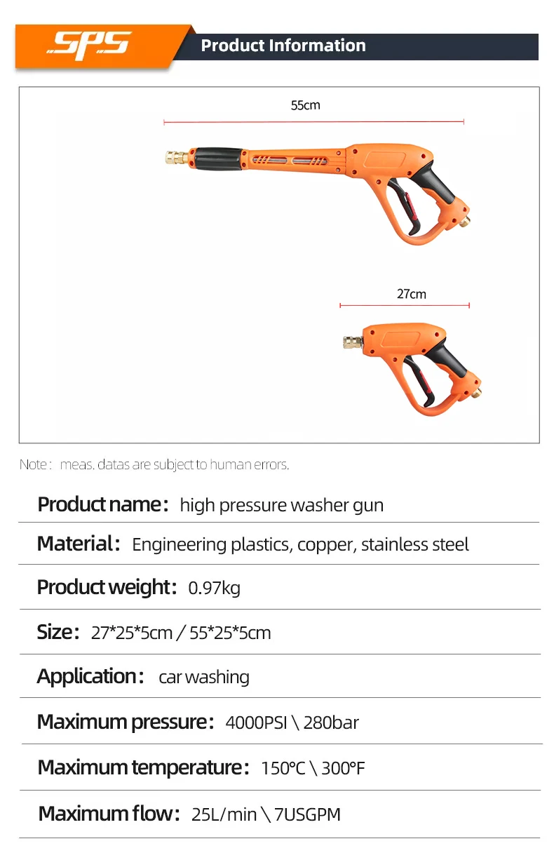 SPS High Pressure Washer Gun Water Spray Long Pressure Gun With 5 Color ...