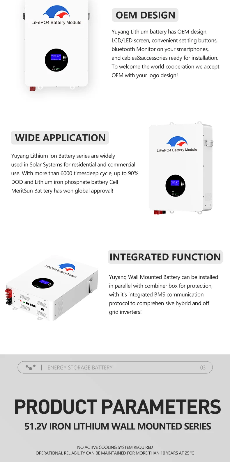 51.2v 5kwh 100ah Power Wall Mounted Home Energy Storage System Lfp ...