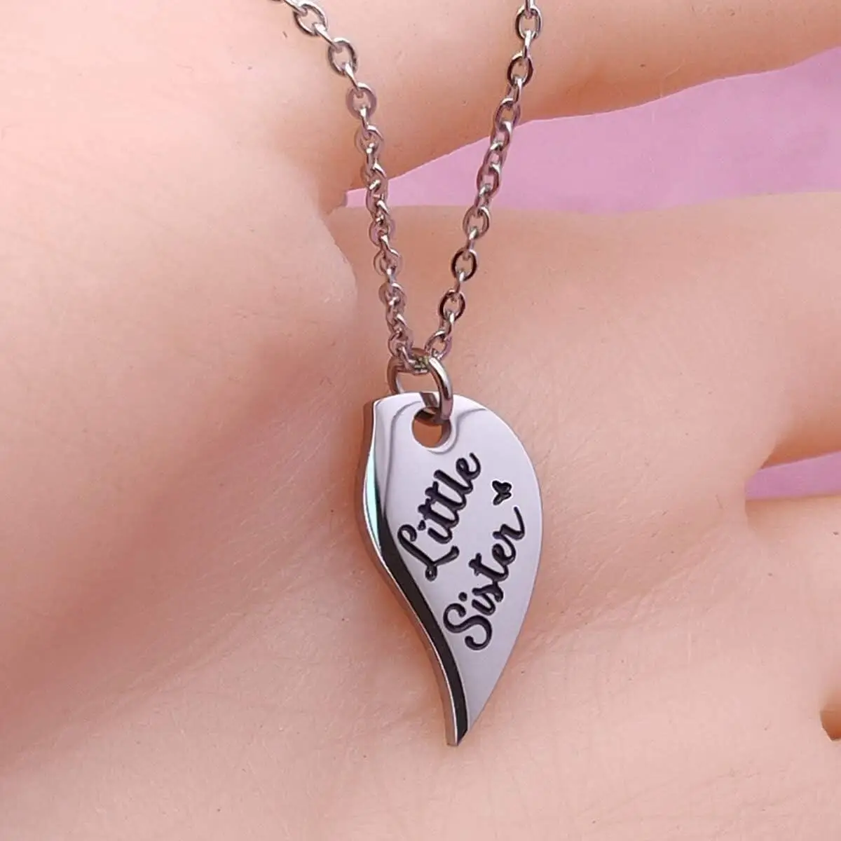 Cartoon Heart Magnetic Pendant Stainless Steel Family Necklace Three Piece Set Love Necklace as Mother s Day Gift