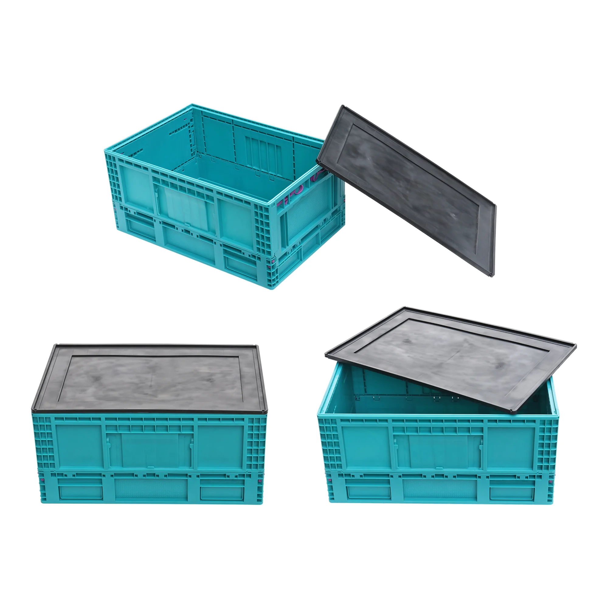 QS Stackable Folding Crates Plastic Storage Boxes Collapsible Storage ...