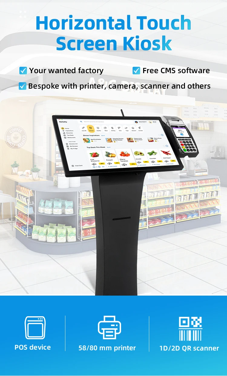 Fast Food Automatic Touch Screen Kiosk With Printer Pos Systems Touch ...