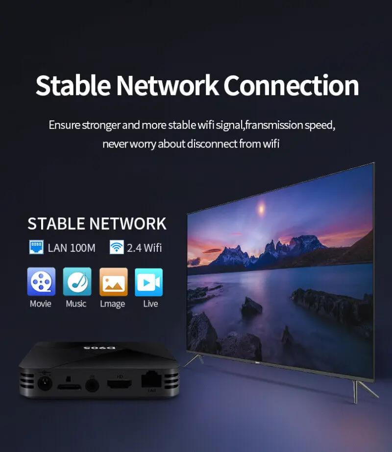 D905 4K Ultra HD 4GB+32GB Wifi Android 10.0 Quad Core Smart TV Box ...