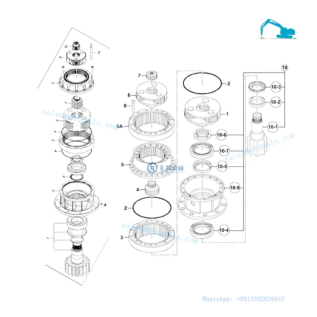 333/P1196 JS200 JS210CL JCBE Excavator Swing Motor Gearbox