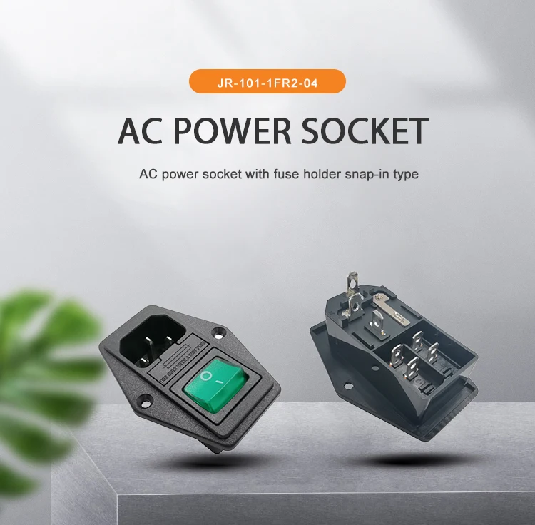 IEC JEC JR-101-1FR2-04 C14 Male Socket Switch Plug Connector