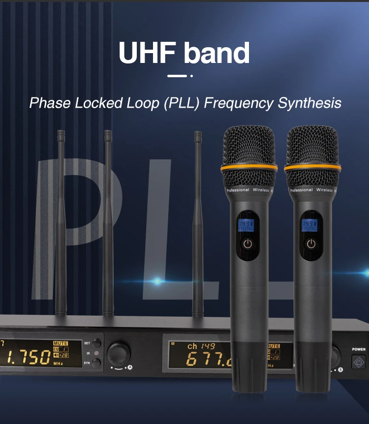 Up 8820 Dual Channel Wireless Microphone,True Diversity,2 Handheld ...