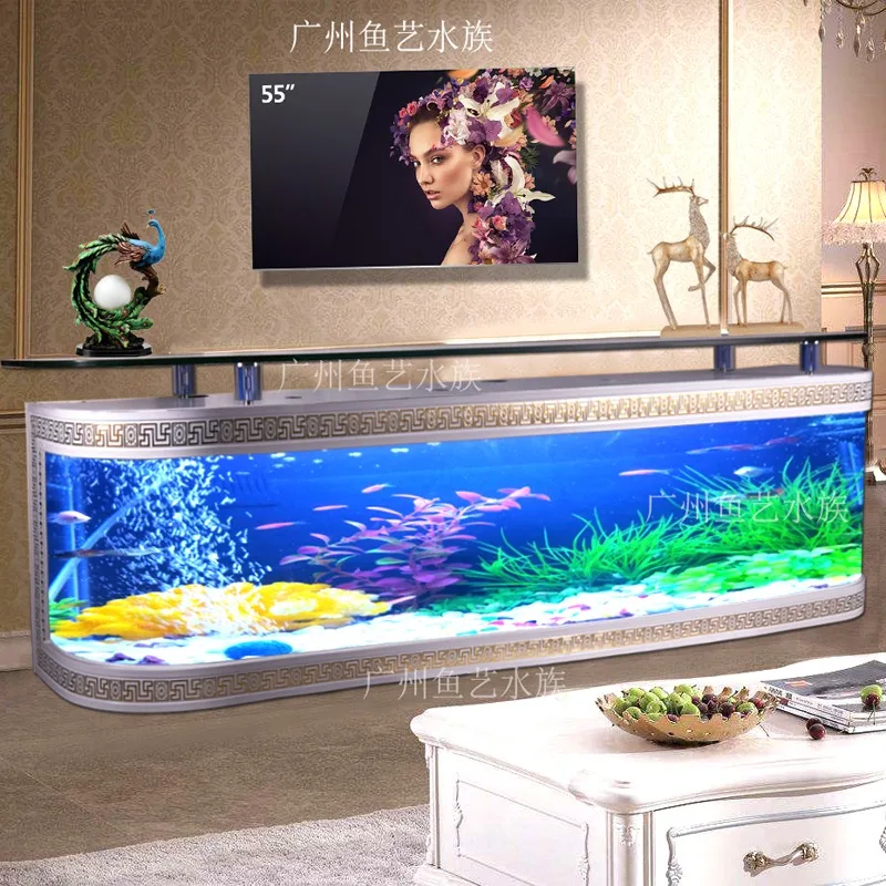 Modern Rectangular Glass Fish Tank Coffee Table for Living Room ...