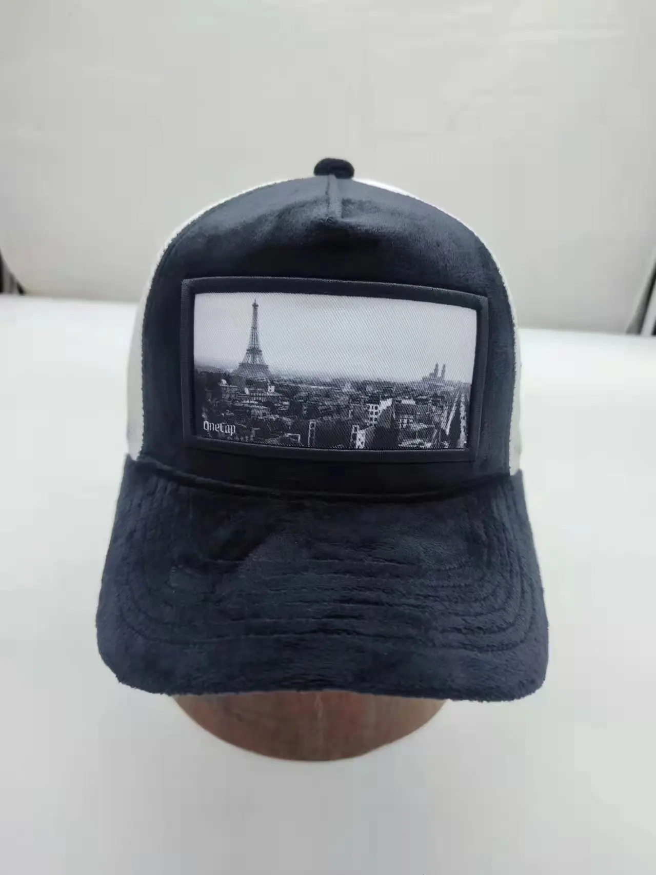 Silk Velvet Suede 5 Panel Curved Brim Digital Print Applique Patch ...