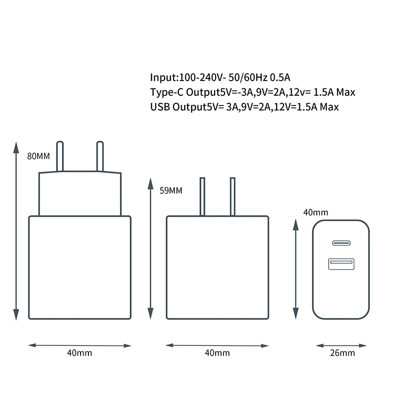 Universal 12v 20w Usb Type-c Charger Phone Charger Accessories Phone ...