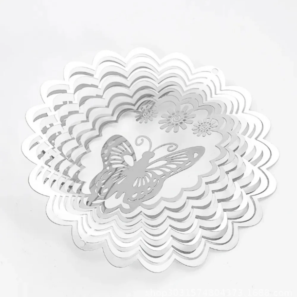 Rotating Stainless Steel Butterfly Blower Mirror Reflecting Wind Chime ...