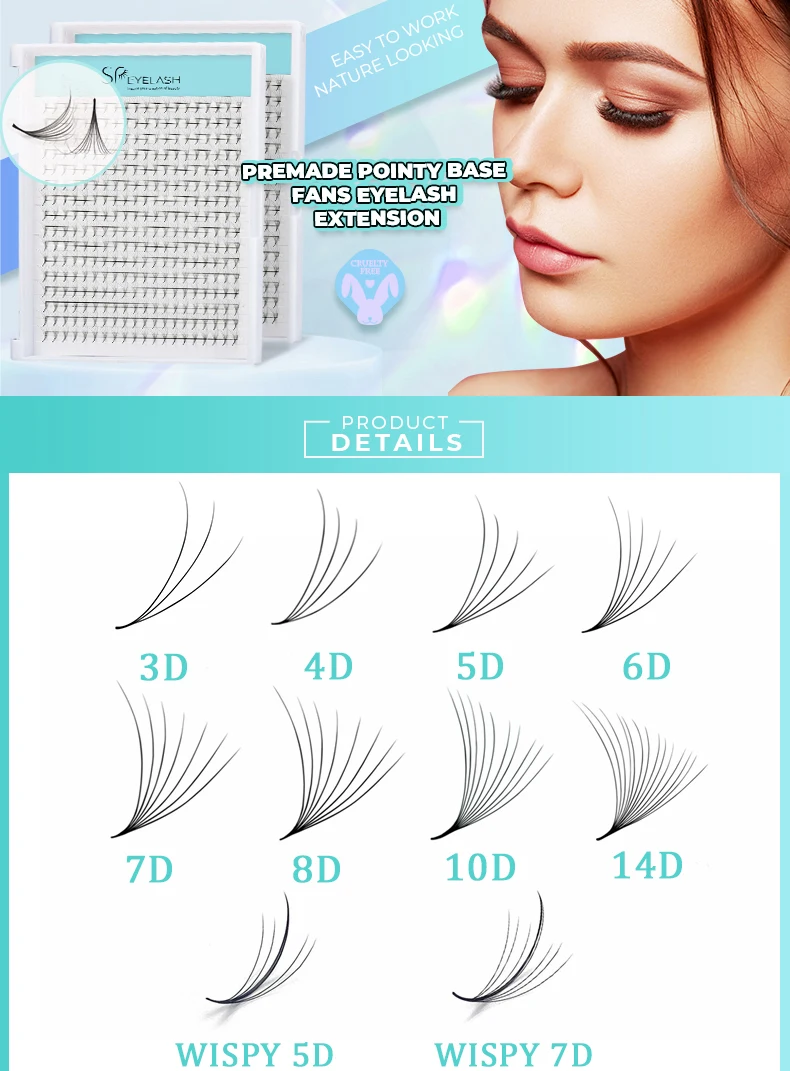 Sp Eyelash Pointy Base 3d 4d 5d 6d Premade Fans Lashes 0.07mm Thin Base ...