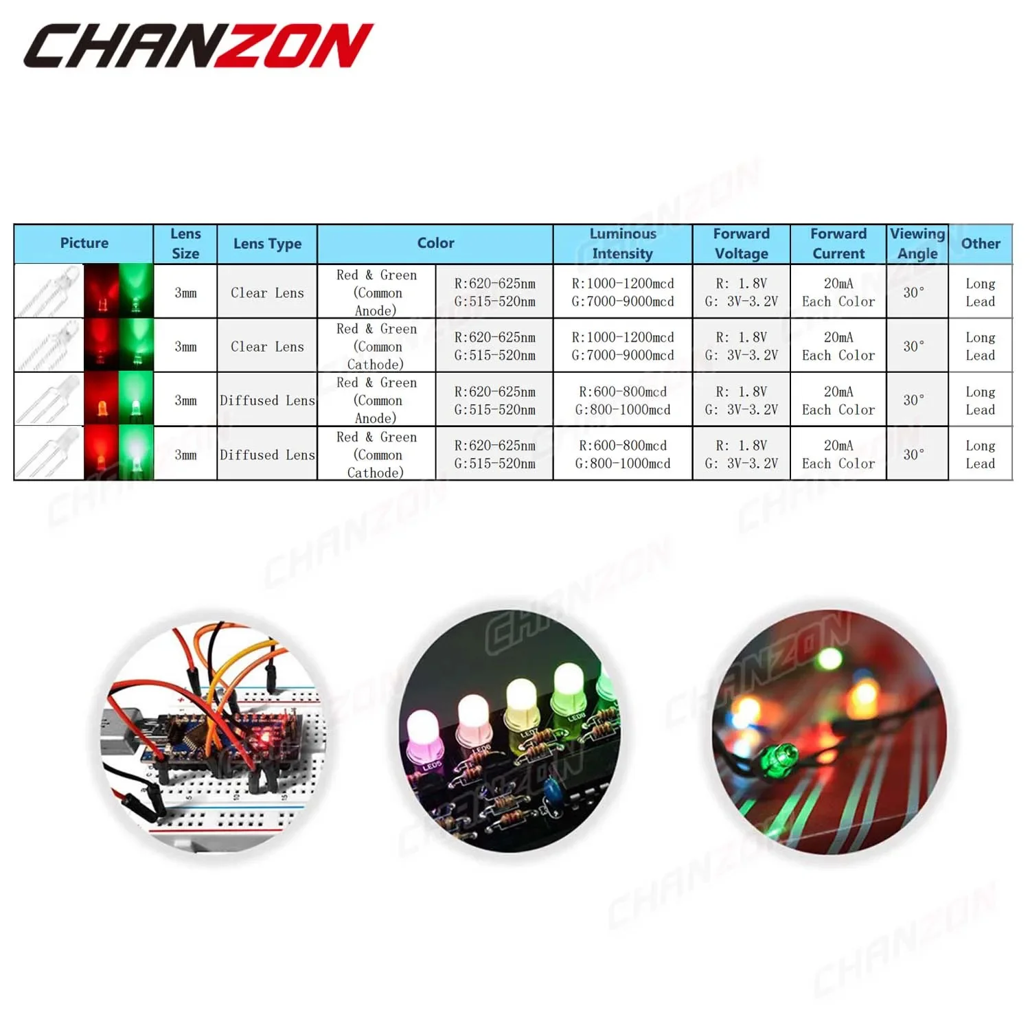 100pcs 5mm F5 LED Light Emitting Diode Lamp Bulb Bi Color Red Yellow ...