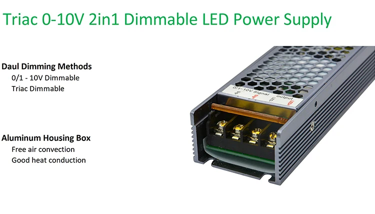 DC12-24V Dimmable LED Power Supply 60W-200W Constant Voltage 0-10V ...