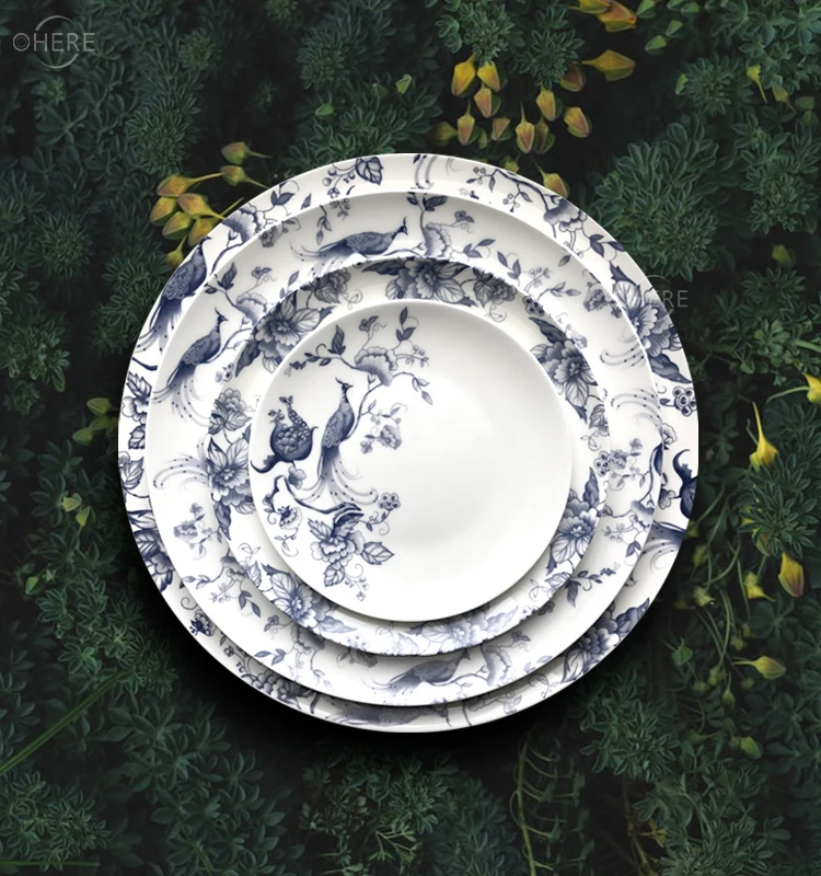 High Quality Luxury Flower and Birds Design Bone China Ceramic Plates ...