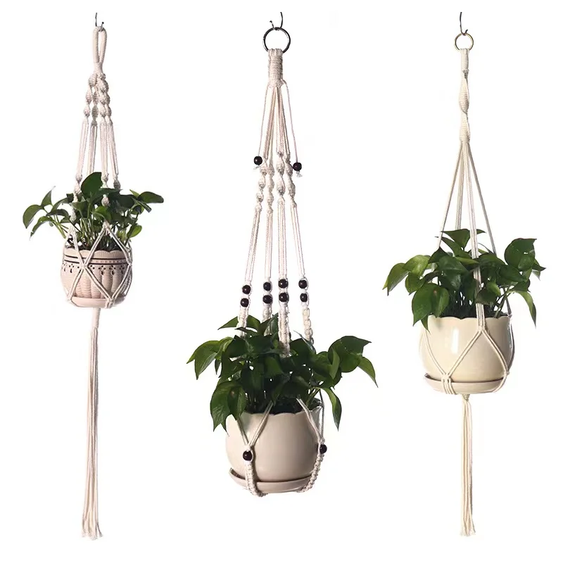 Flower Pot Hemp Rope Hanging Indoor Macrame Plant Hangers Decorations ...