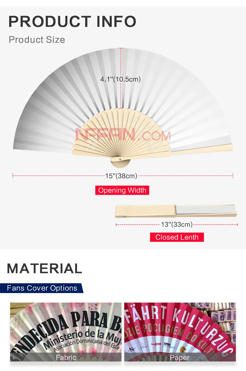 NFFAN DIY Advertising Paper Folding Hand Fans Bamboo Skeleton ...