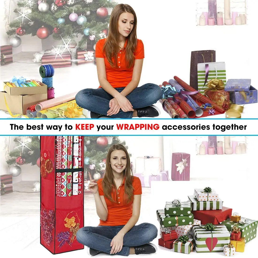 Quality Material Holiday Gift Warp Storage Organizer Container Bag ...