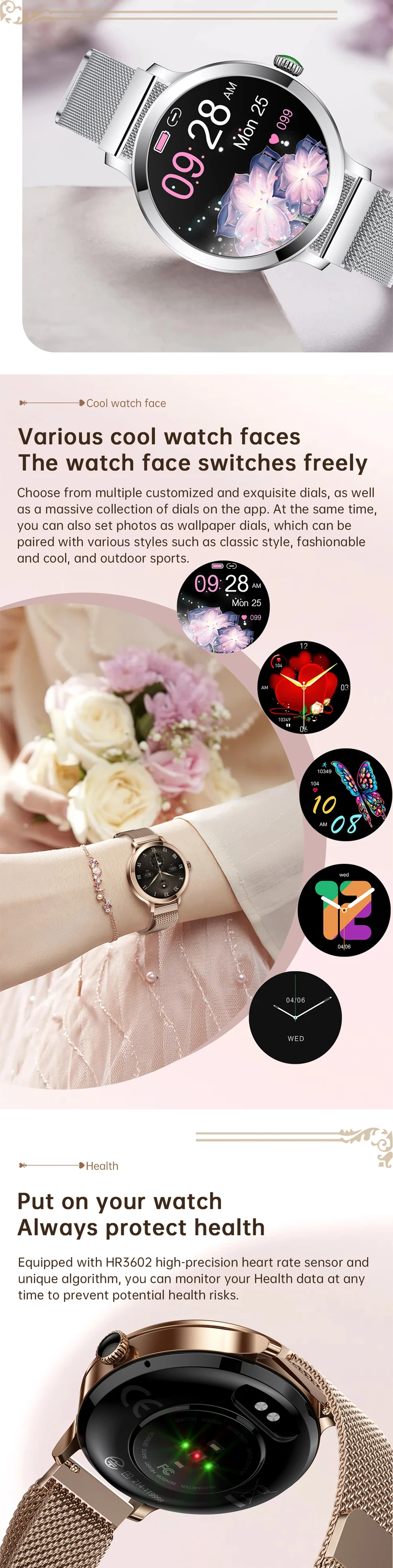 Women Small Amoled Display Smartwatch For Women Fitcloud Pro Custom ...