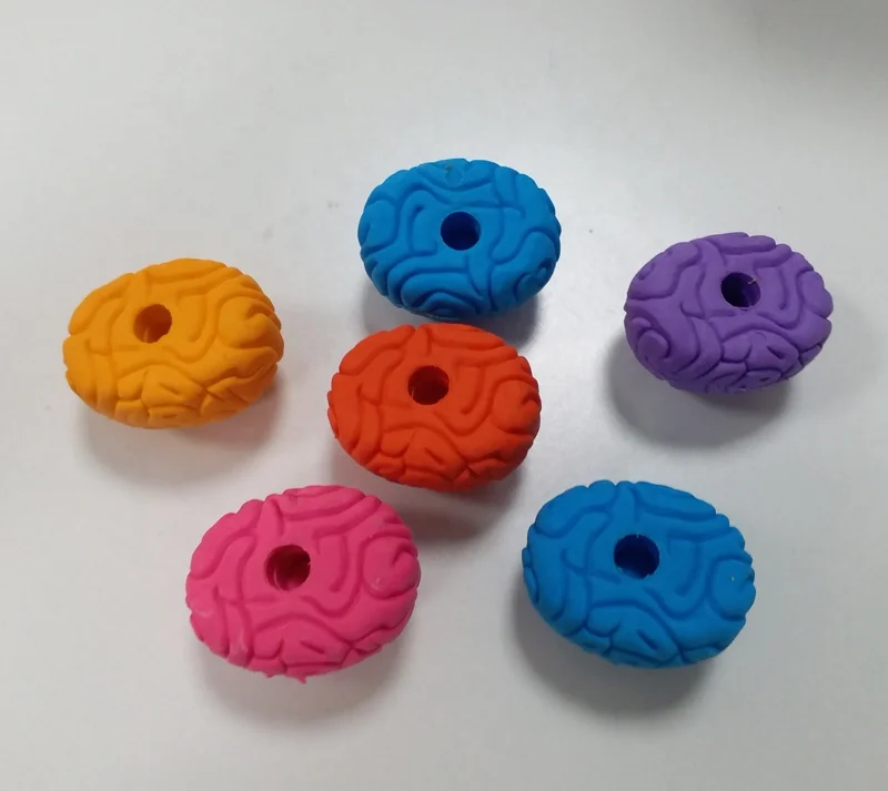 3D Fancy Brain Shaped Pencil Top Erasers - Eco-friendly