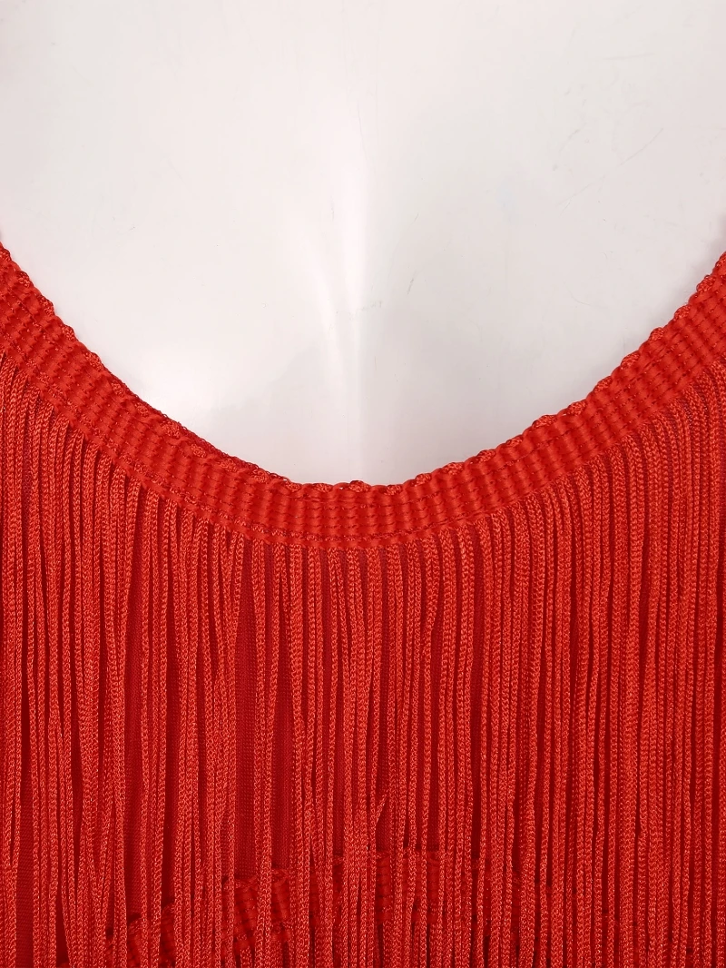 Womens Sparkle Tassel Dance Dress Sequin V Neck Spaghetti Strap Tank ...