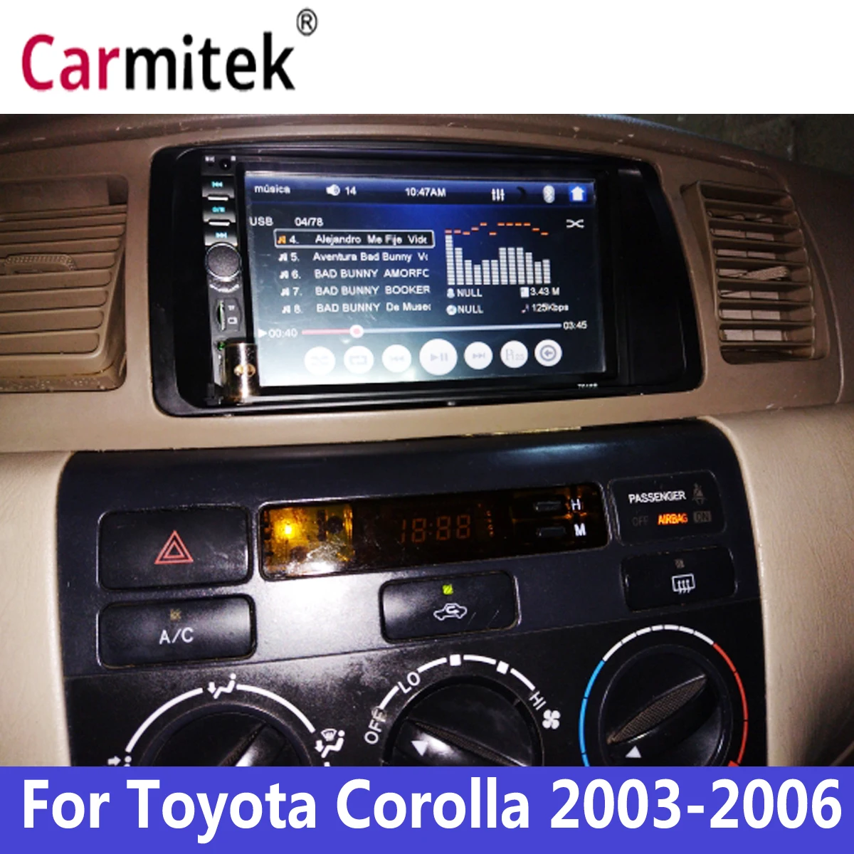 2 Din For Toyota Corolla Car Stereo Radio Audio Dashboard Dvd Cd Fascia ...