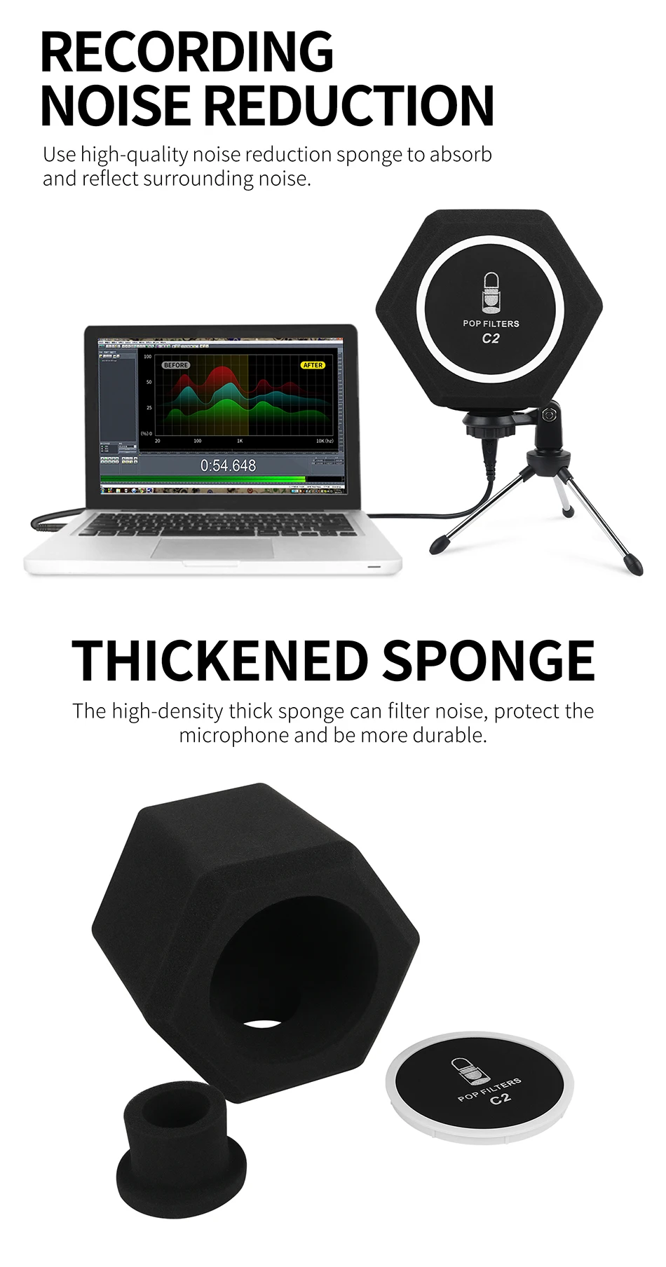 C2 Studio Recording Wired Mic Isolation Shield Windscreen Anti-P OP Microphone Filter| Alibaba.com