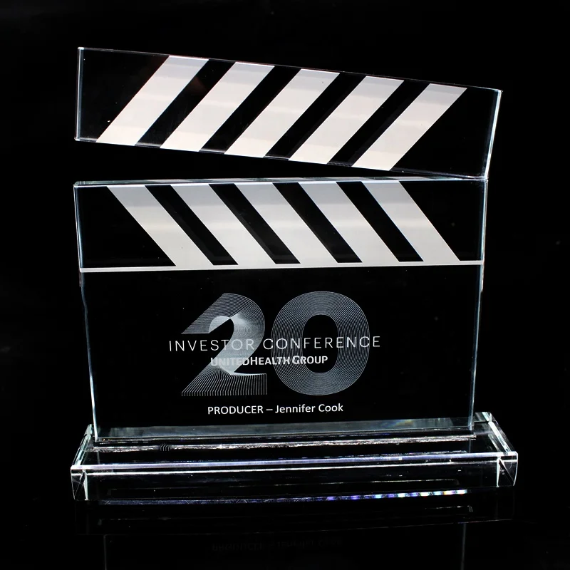 Unique Design Crystal Glass Clapperboard Trophy/slate Shaped Crystal ...