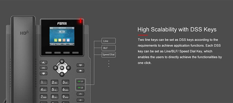 Fanvil X303w Gigabit Wifi Ip Phone Poe 4 Sip Line With 2.4-inch Color ...