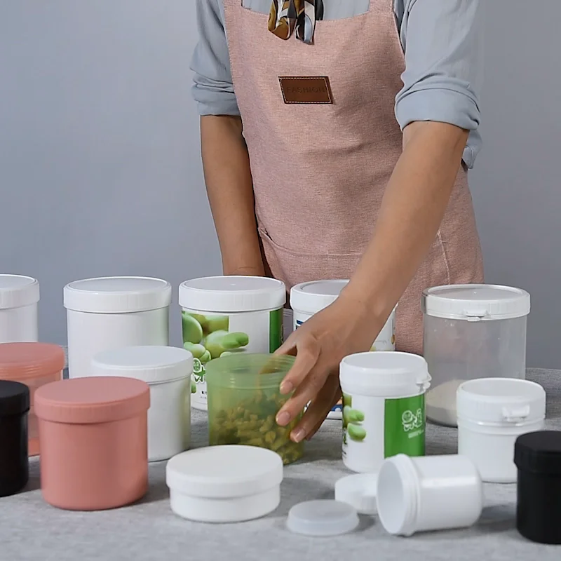 Extra Thick 600ml Plastic Sealing Jar With Lid Wide Mouth Electronic ...