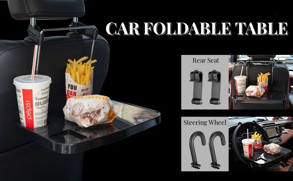Car Back Seat Food Eating Folding Table Auto Steering Wheel Desk Car ...