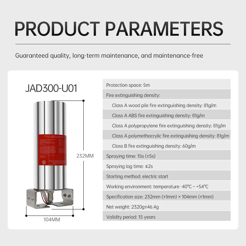 JAD300-U01 Aerosol Fire Extinguishing System - Multipurpose Clean Agent ...
