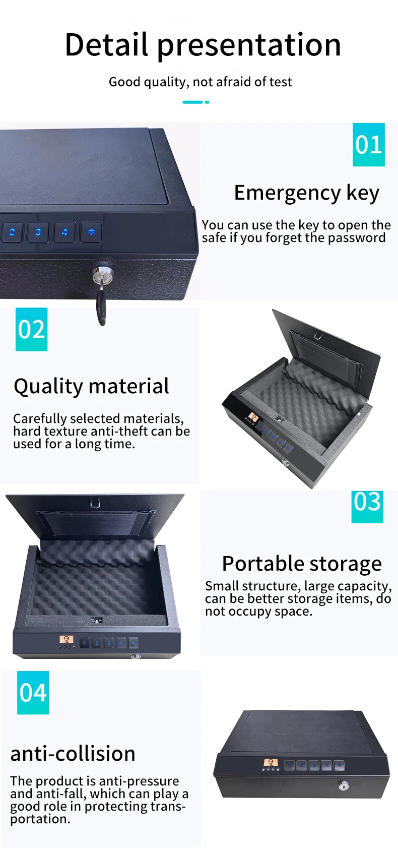 Biometric Vault Security Fingerprint Keyboard Manual Lock Money Safe ...