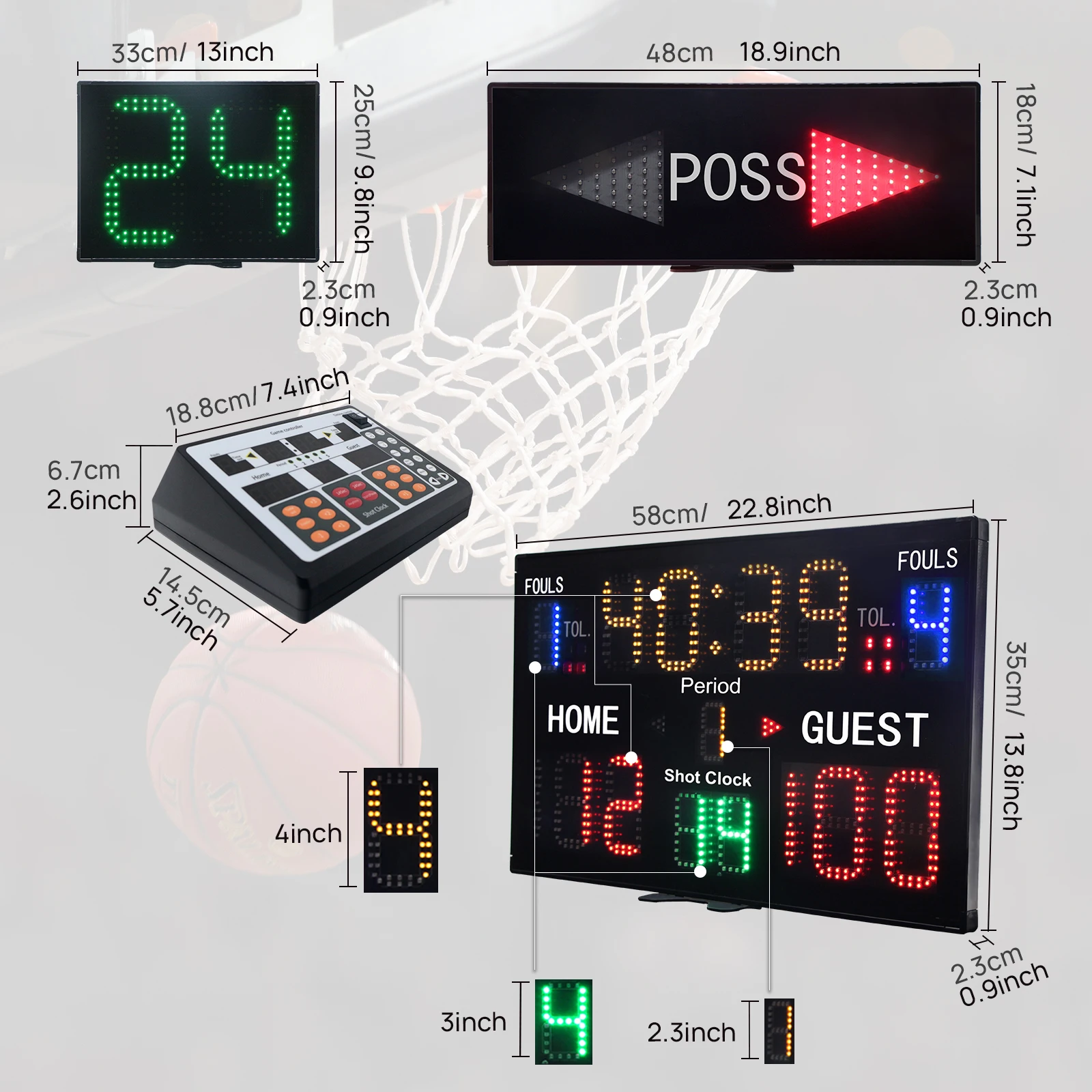 18650 Built-in Battery or Type-C Powered Scoreboard Digital LED ...