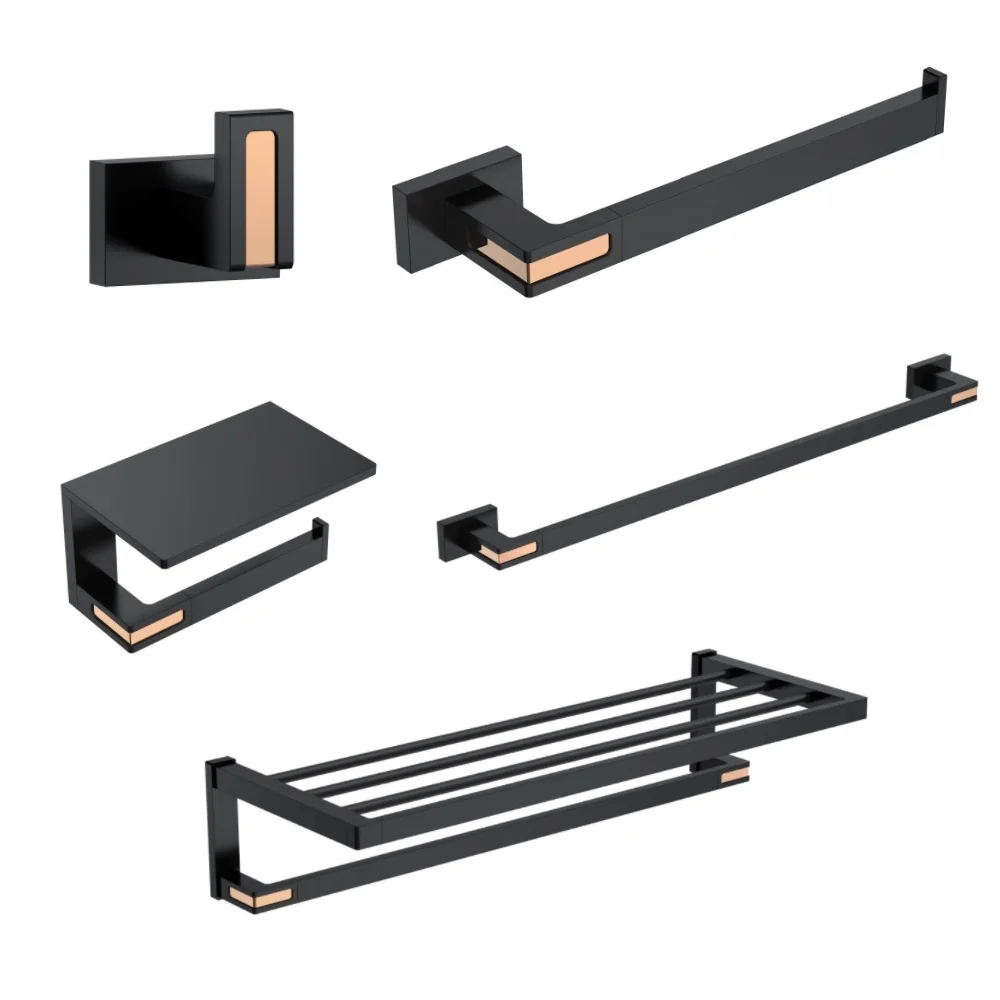 OEM ODM Wall Mounted Metal Hook Towel Ring Paper Holder Towel bar Towel ...