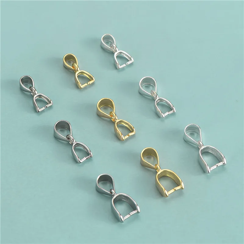 Short Needle 925 Sterling Silver Gold Plated Pinch Clip Clasp Bail For ...