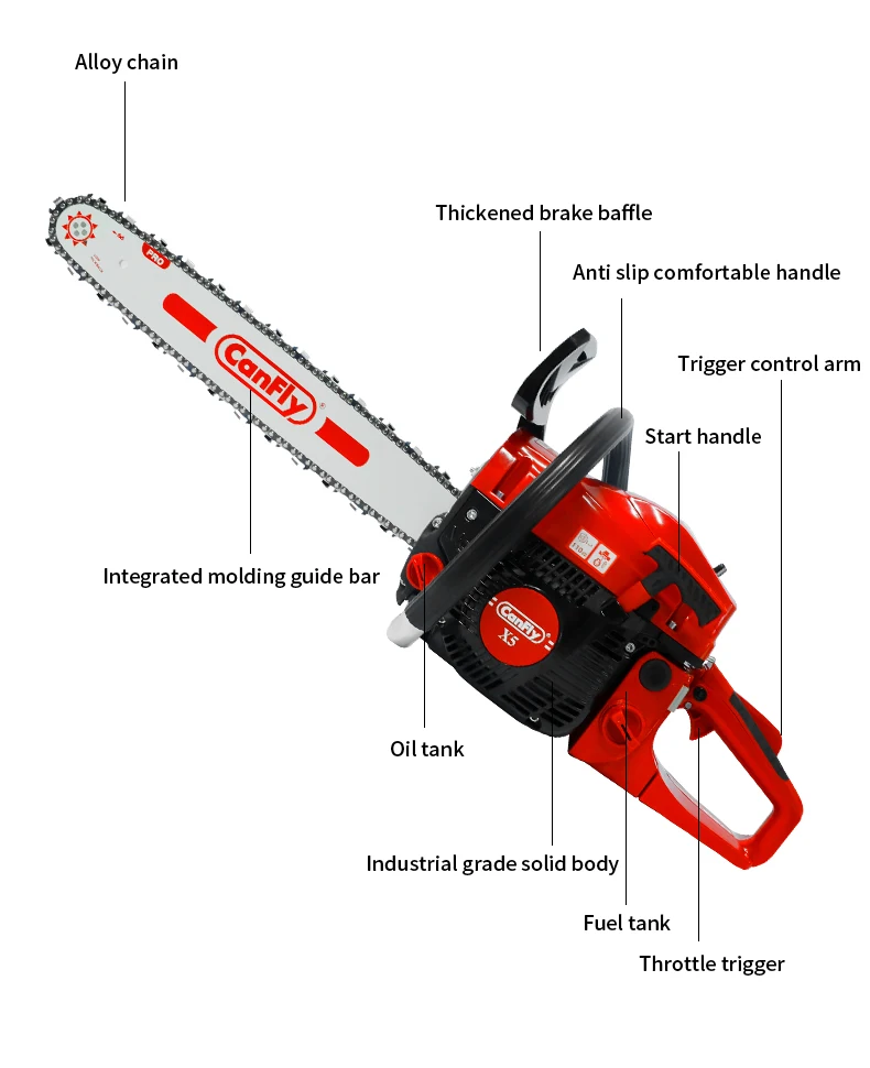 Canfly X5 Gasoline Chainsaw - 18-22 in Wood Cutting Tool, 45.2mm ...