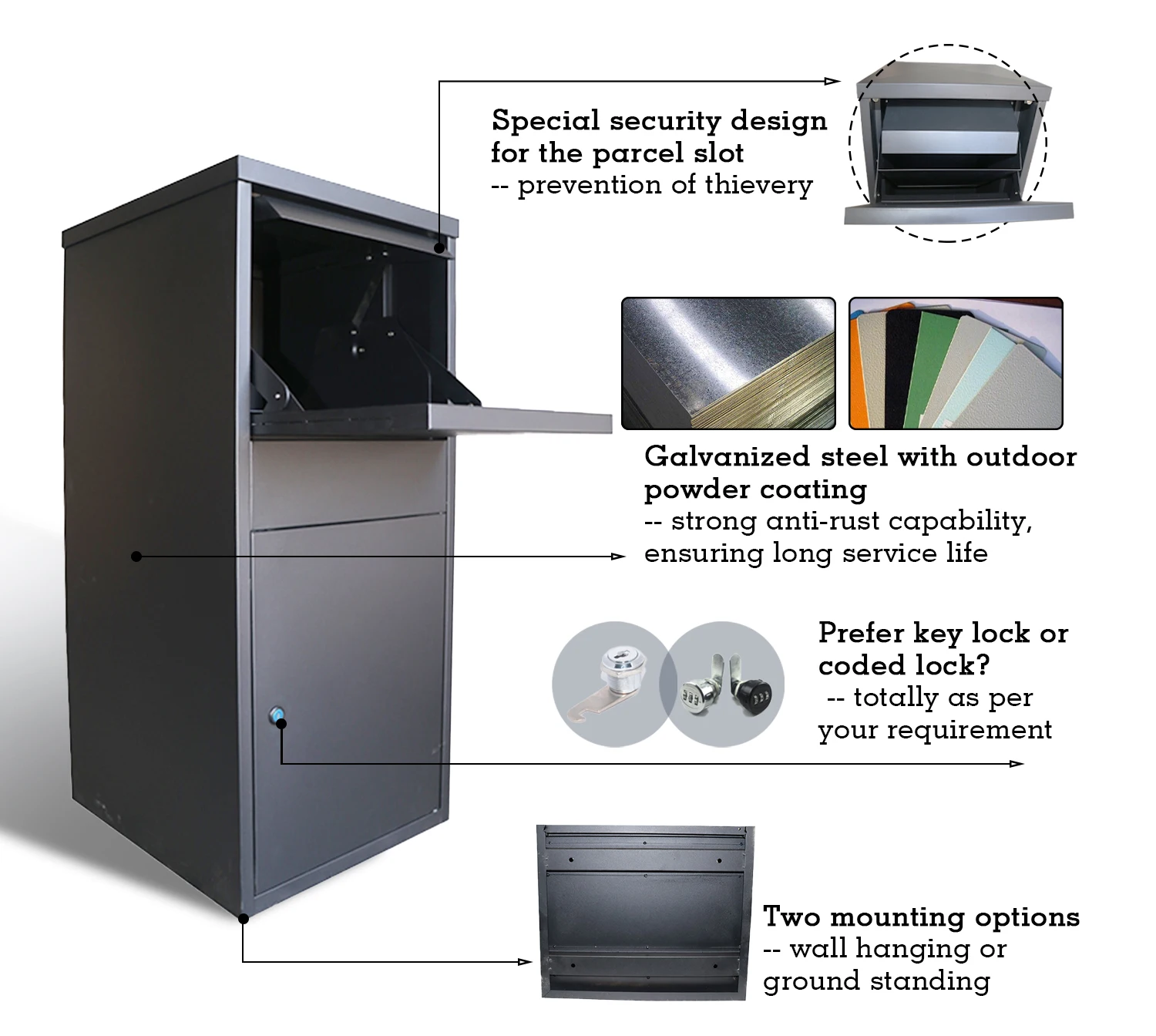 Durable Metal Smart Parcel Locker with Lock & Powder Coating