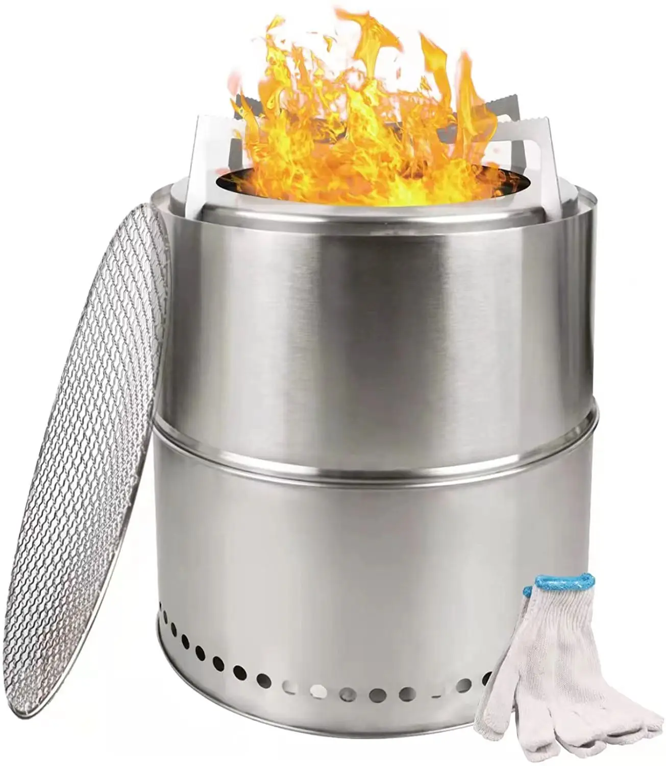 Large Outdoor Stainless Steel Fire Pit Portable Wood Burning Smokeless ...